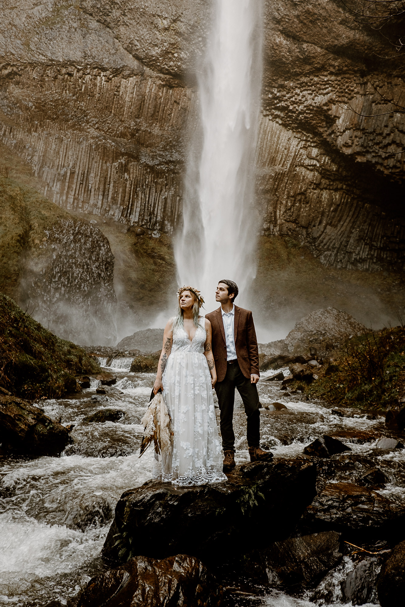 Closest Oregon Elopement Location to Portland: Waterfall Elopement